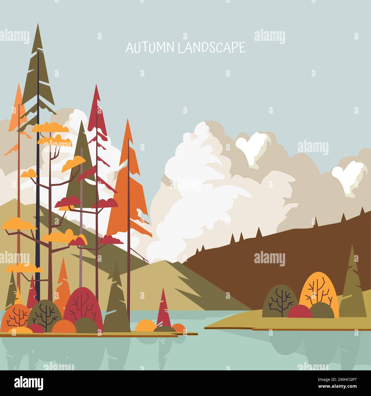 Colored autumn landscape scenario image Vector Stock Vector Image & Art ...