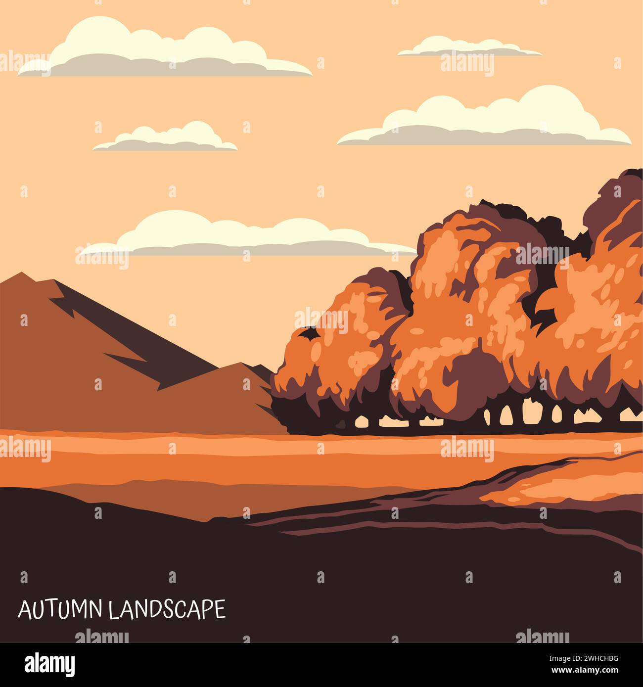 Colored autumn landscape scenario image Vector Stock Vector Image & Art ...