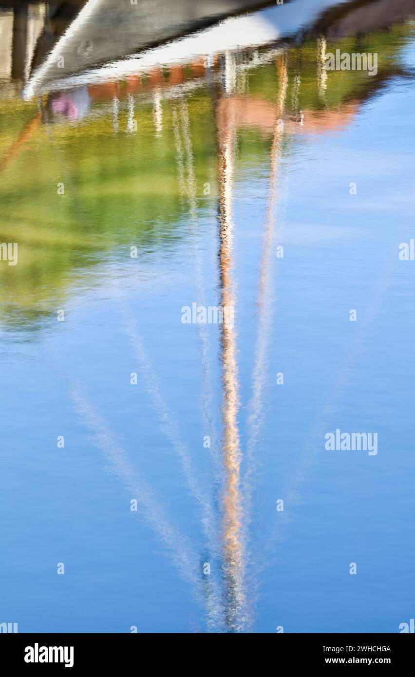 Museum harbor, dike, reflection, tourism, Carolinensiel, East Frisia ...