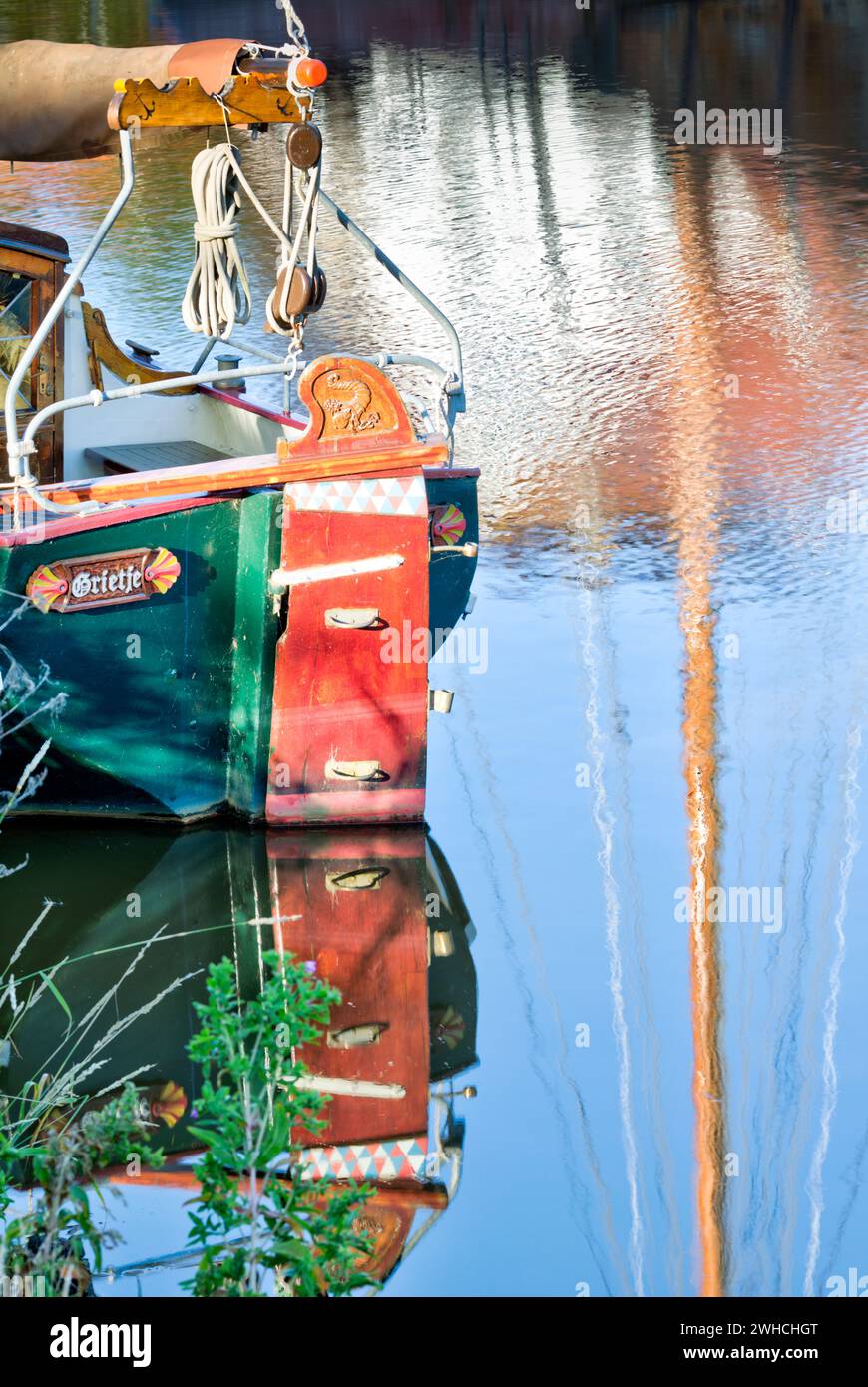 Museum harbor, dike, reflection, tourism, Carolinensiel, East Frisia ...