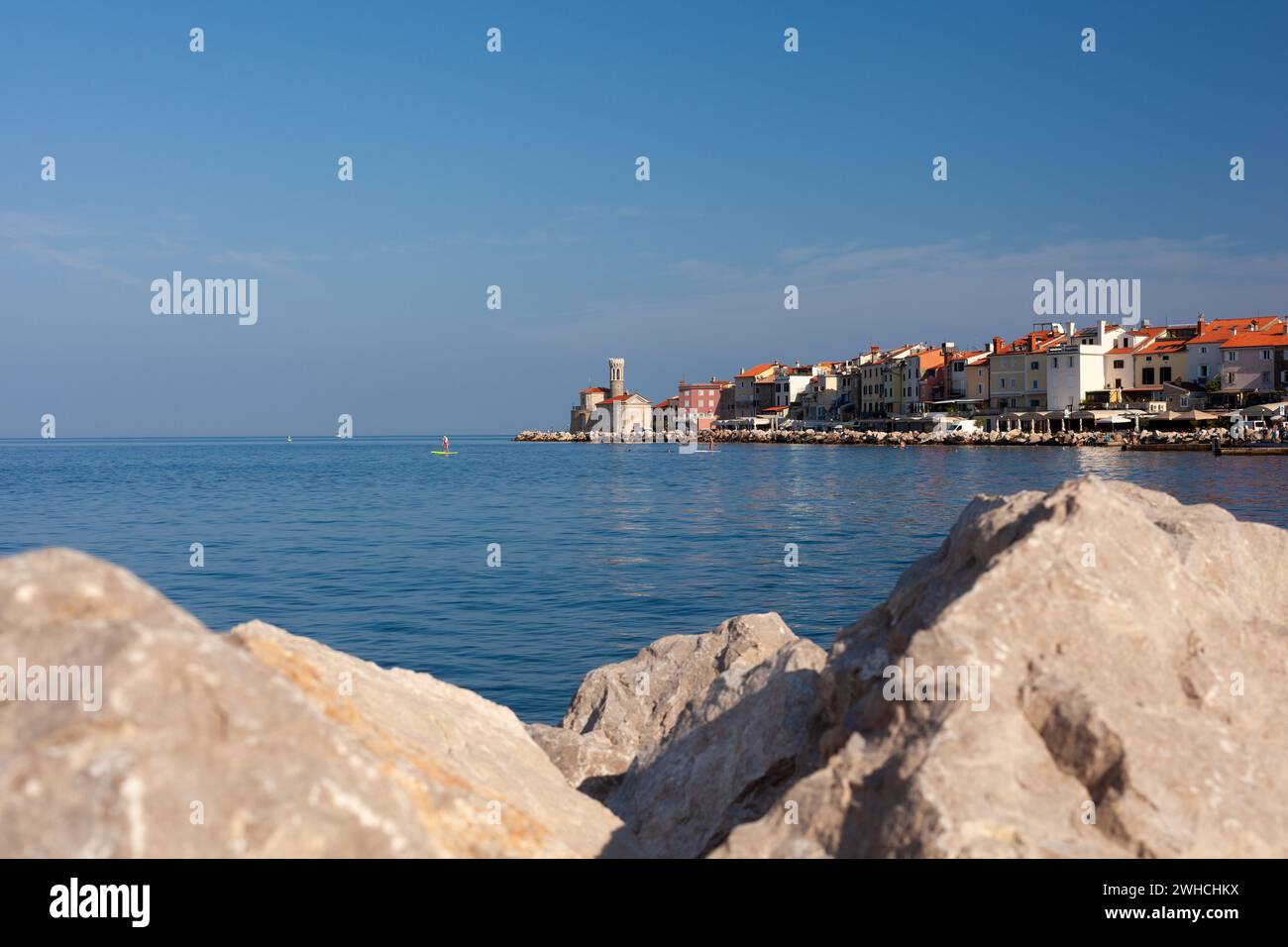 View of Piran in Istria, Slovenia coast in the Adriatic sea Stock Photo ...