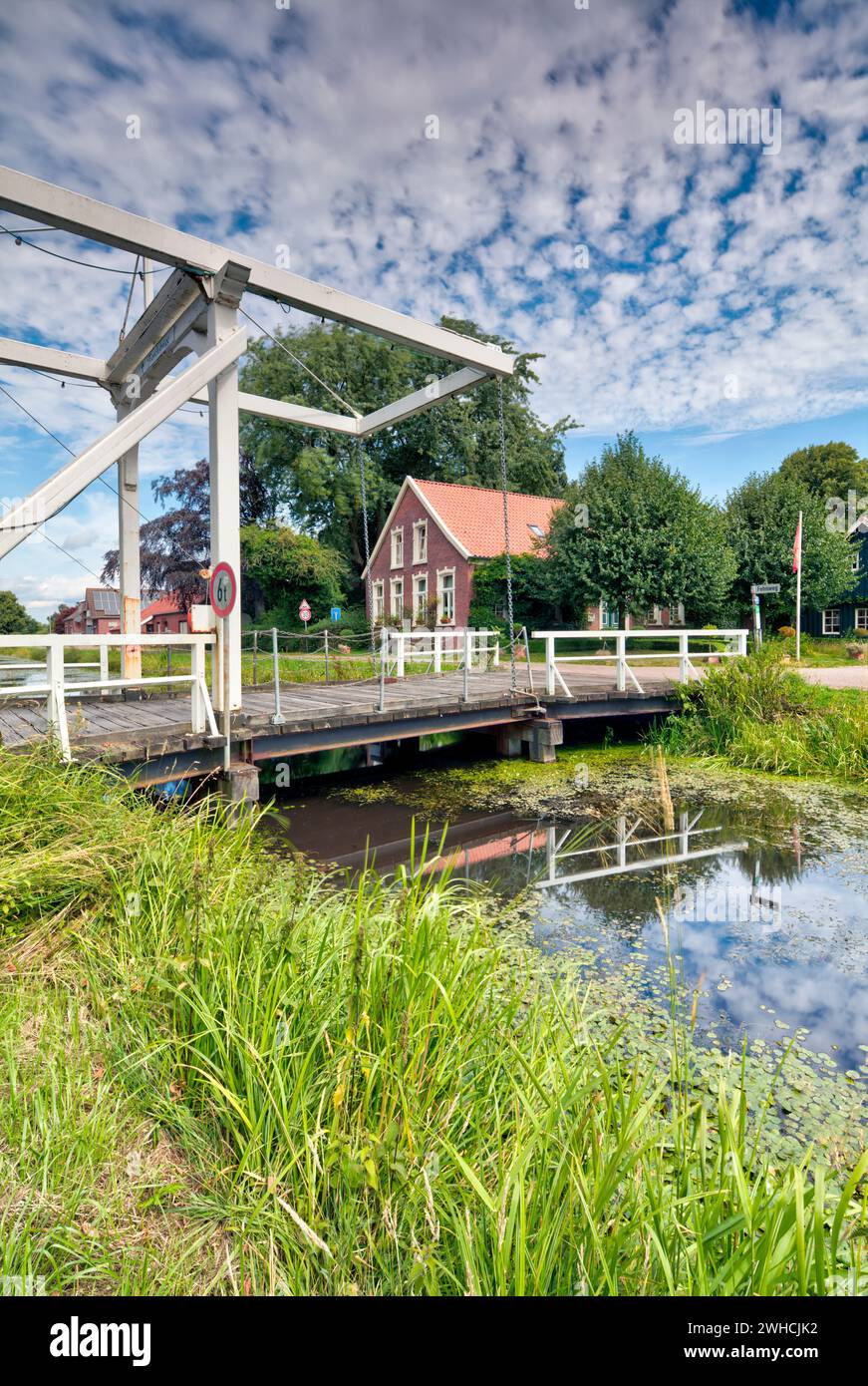 Frerichsbrügg, German Fehnroute, bascule bridge, Fehnkanal, view of the ...