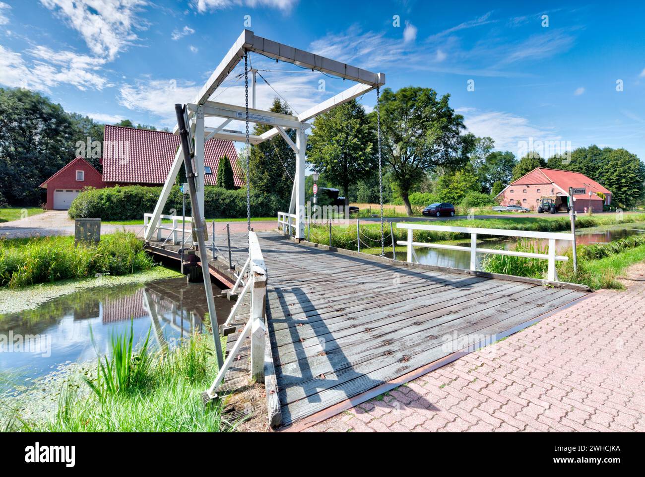Frerichsbrügg, German Fehnroute, bascule bridge, Fehnkanal, view of the ...