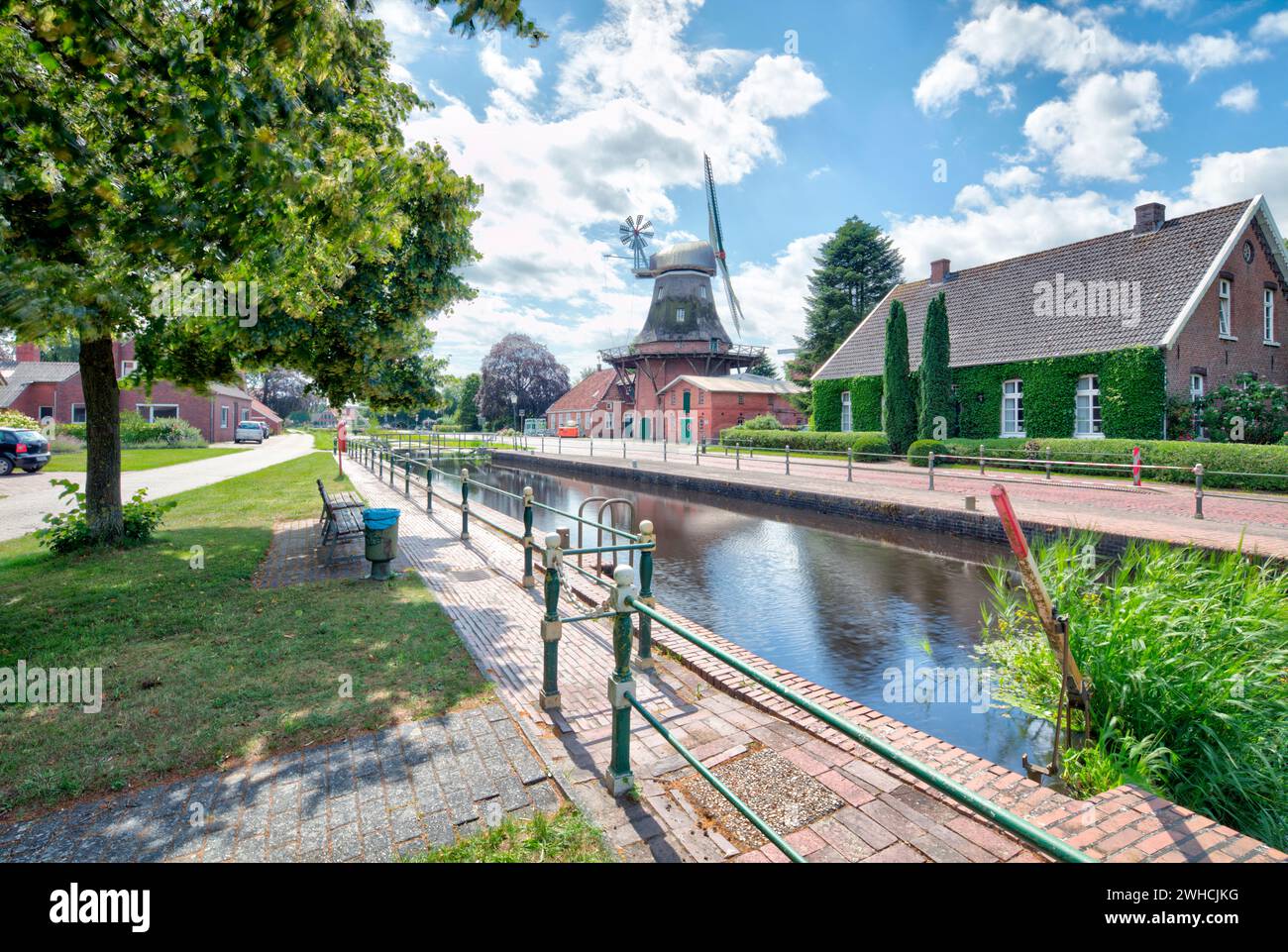 Windmill, German Fehnroute, Fehnkanal, View of a village, Architecture ...