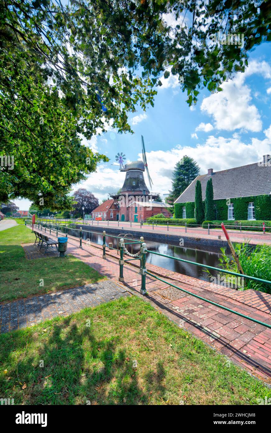 Windmill, German Fehnroute, Fehnkanal, View of a village, Architecture ...