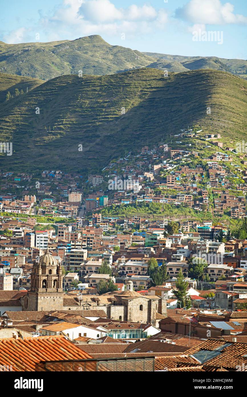 City view Cusco, in front the Cathedral of Cusco or the Cathedral ...