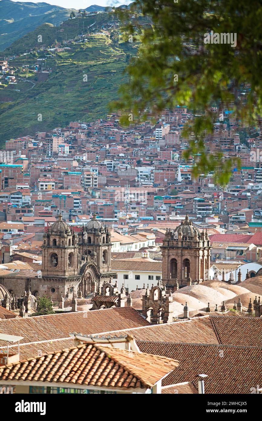 City view Cusco, in front the Cathedral of Cusco or the Cathedral ...