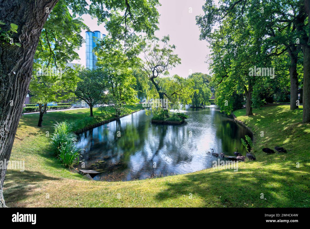 Horse moat, moat, pond, town view, city tour, tourism, Jever, Friesland ...