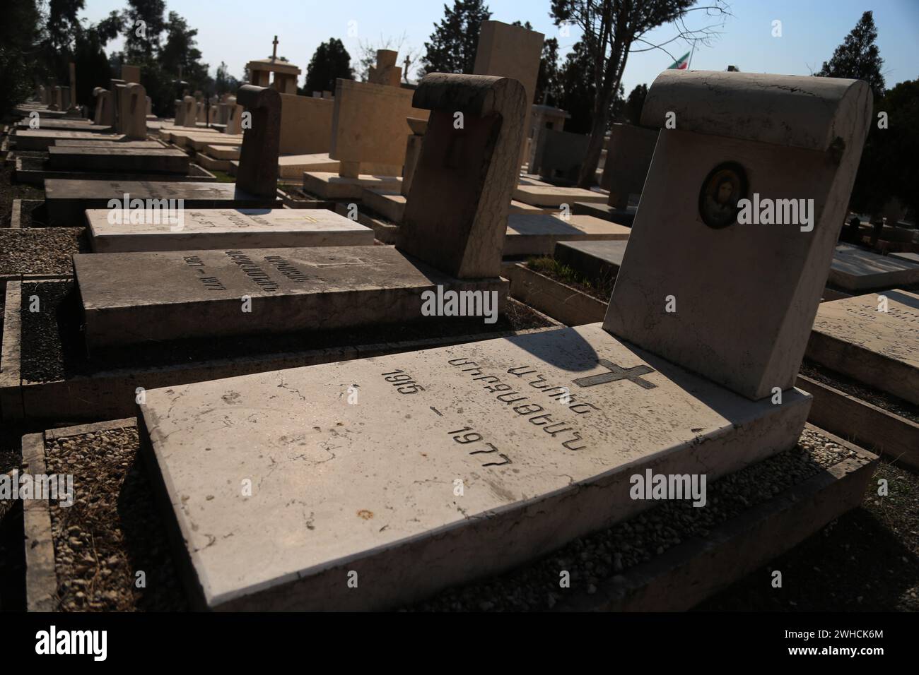 Tehran, Iran. 8th Feb, 2024. Graves are seen at Nor Burastan Cemetery ...