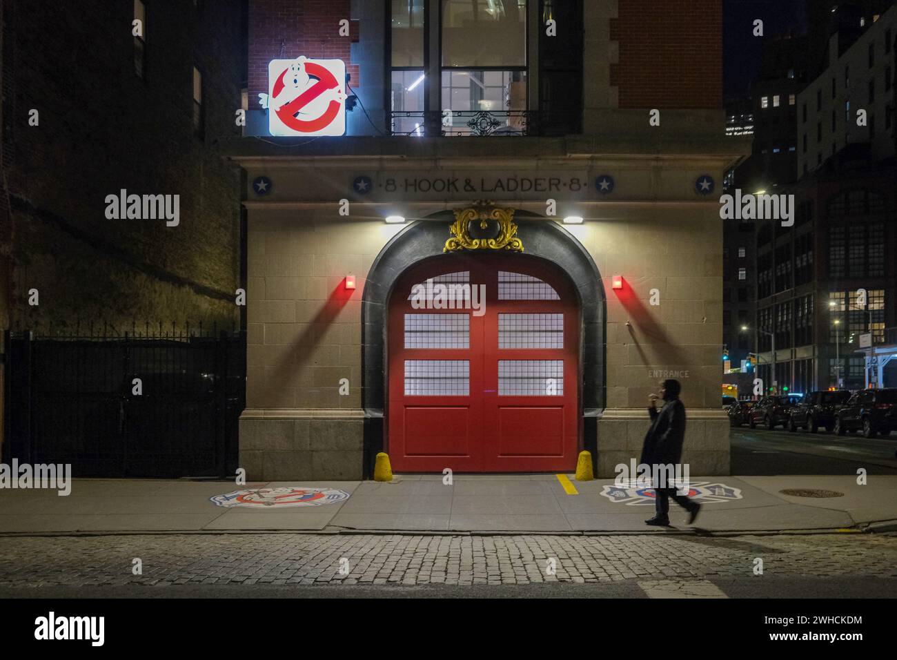 New York, New York, USA. 7th Feb, 2024. A man walks by the Ghostbusters ...