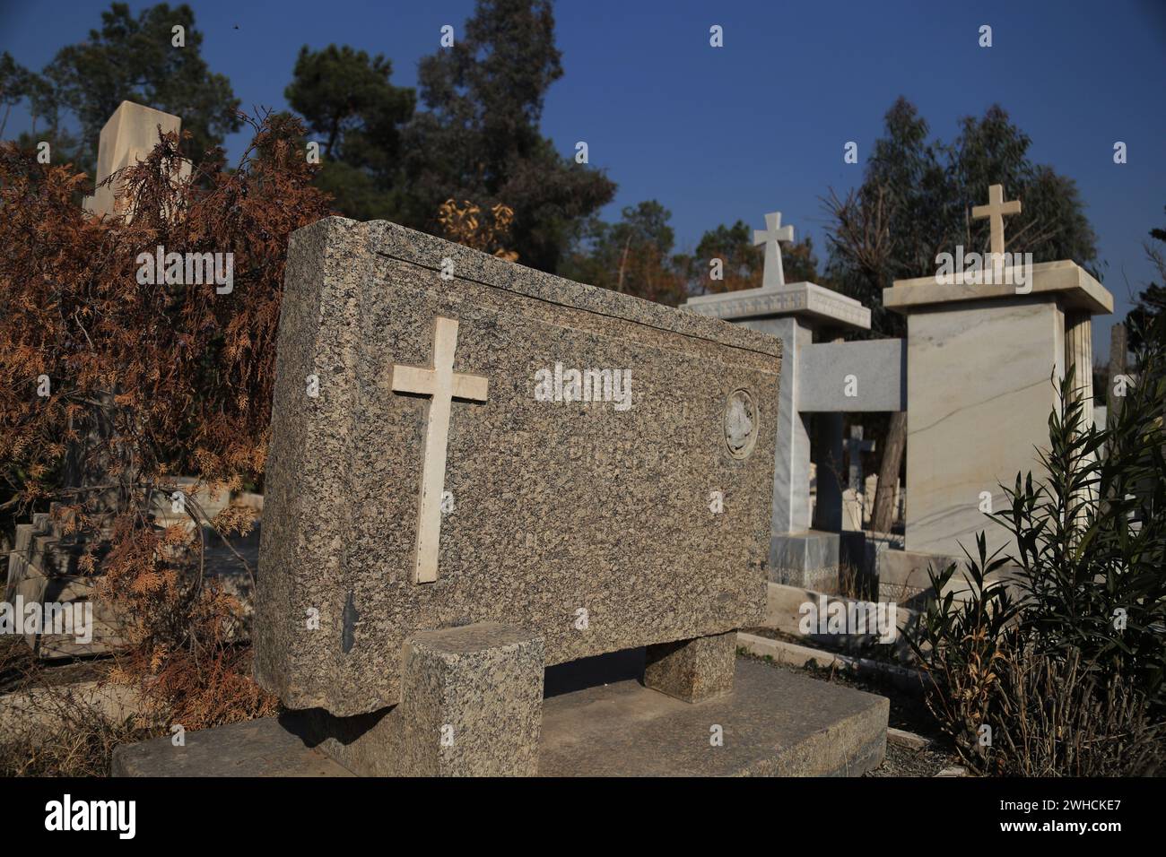 Tehran, Iran. 8th Feb, 2024. Graves are seen at Nor Burastan Cemetery ...