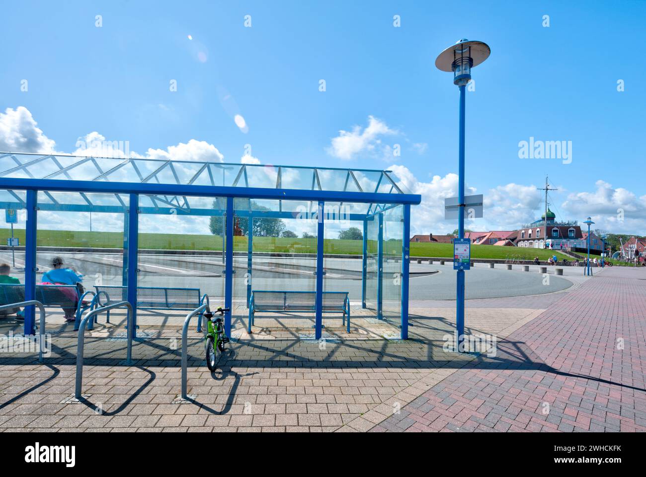Bus stop, luggage acceptance, ferry connection, Spiekeroog, ferry ...