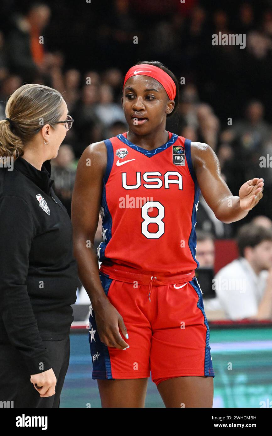 Antwerp, Belgium . 09th Feb, 2024. Jackie Young of USA pictured with ...