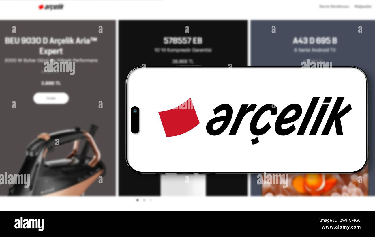 Istanbul, Turkey - 7 February 2024: Arcelik brand logo on smartphone ...