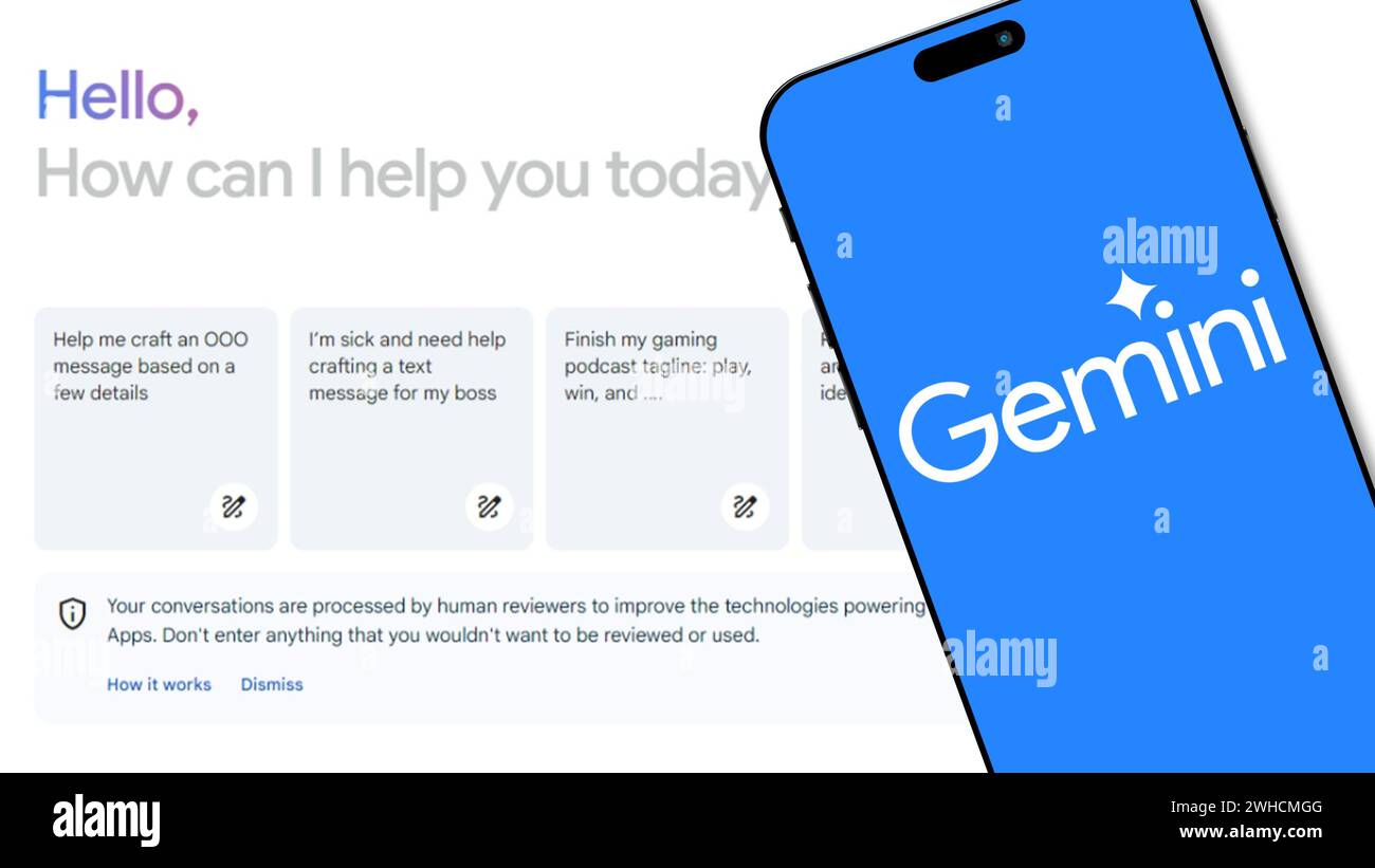 Istanbul, Turkey - 7 February 2024: Google Gemini logo on smartphone ...
