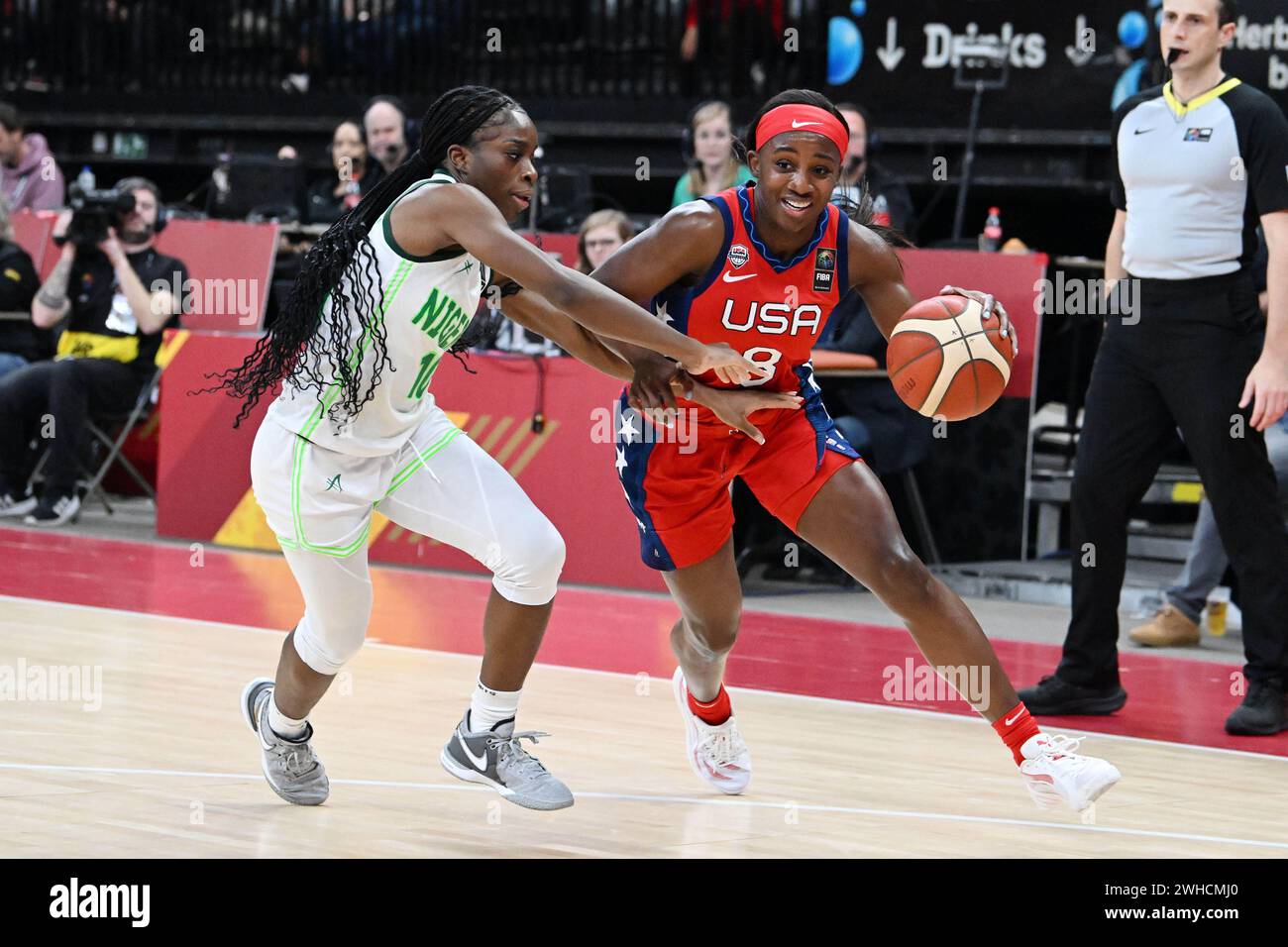 Antwerp, Belgium . 09th Feb, 2024. Promise Amukamara of Nigeria battles ...