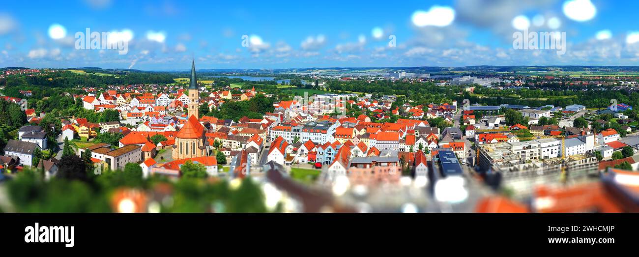 Aerial view of Dingolfing with a view of the historic town centre ...