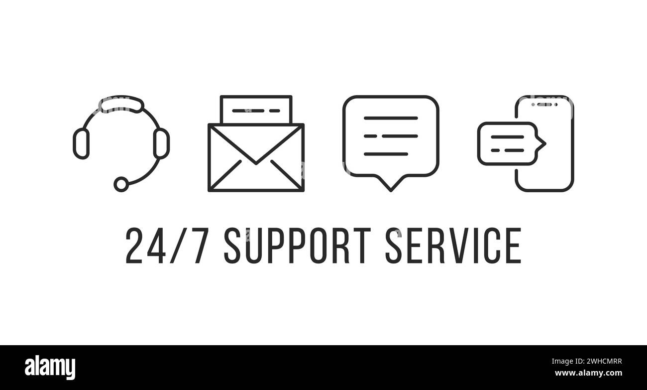 round-the-clock support service linear set Stock Vector Image & Art - Alamy