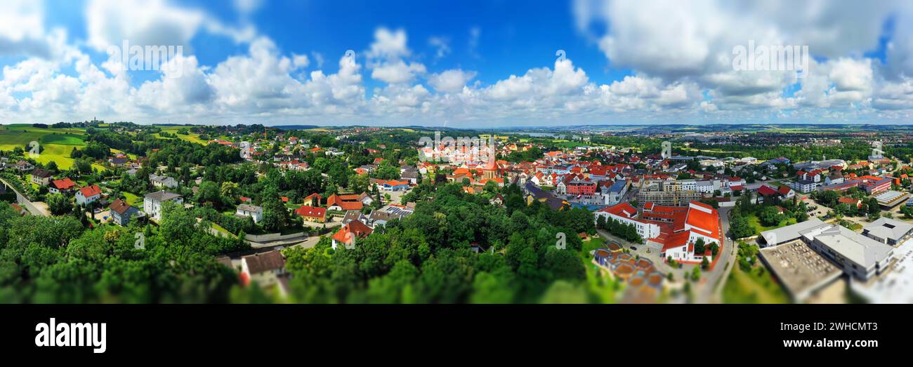 Aerial view of Dingolfing with a view of the historic town centre ...