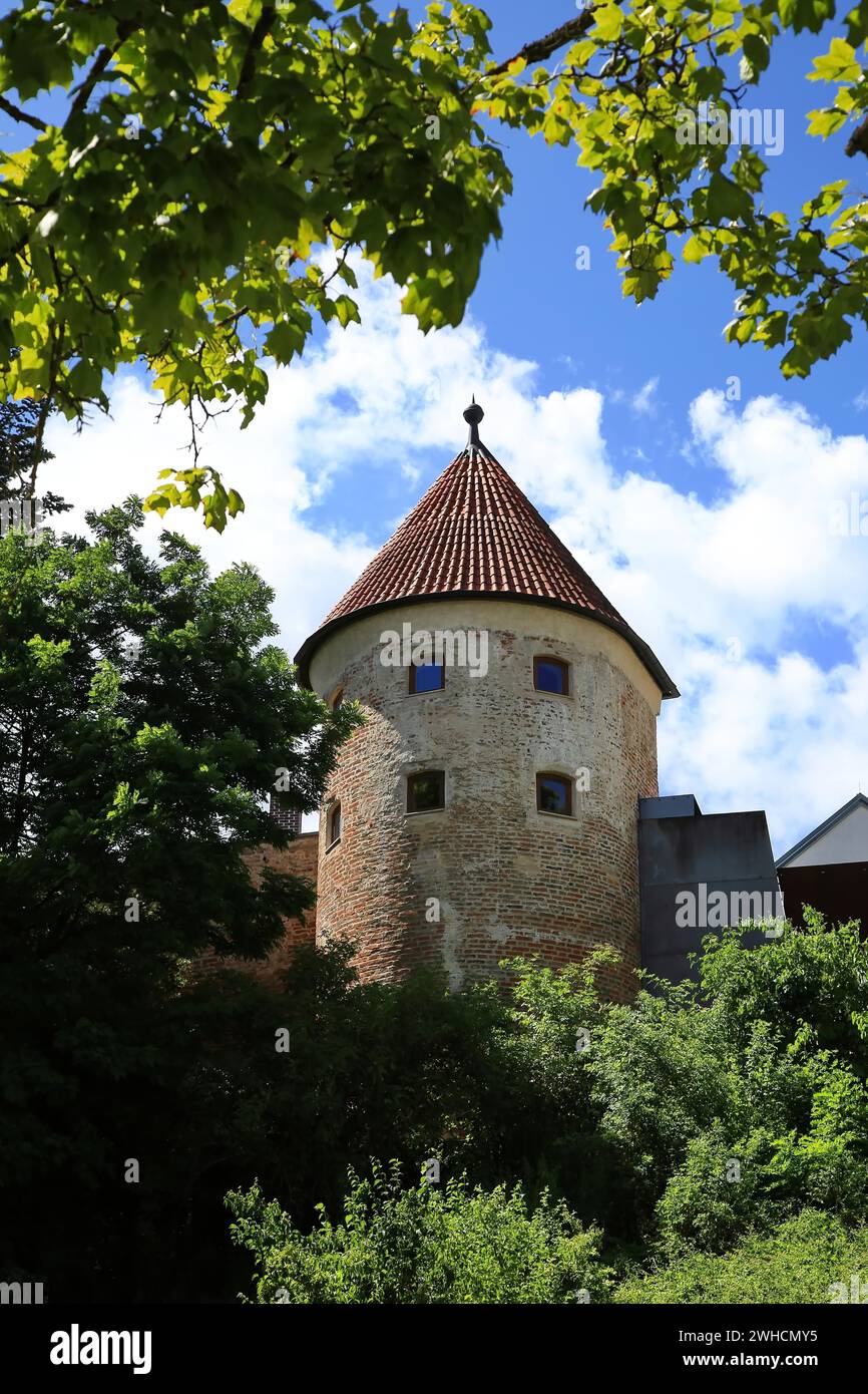 The historic old town centre of Dingolfing with a view of the historic ...