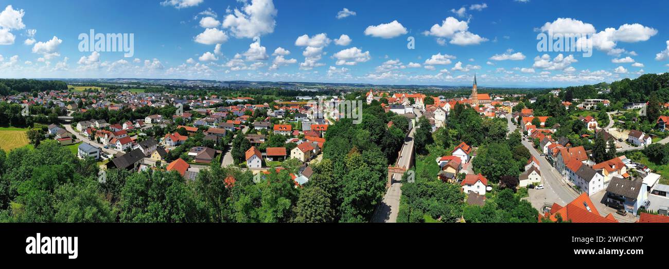 Aerial view of Dingolfing with a view of the historic town centre ...