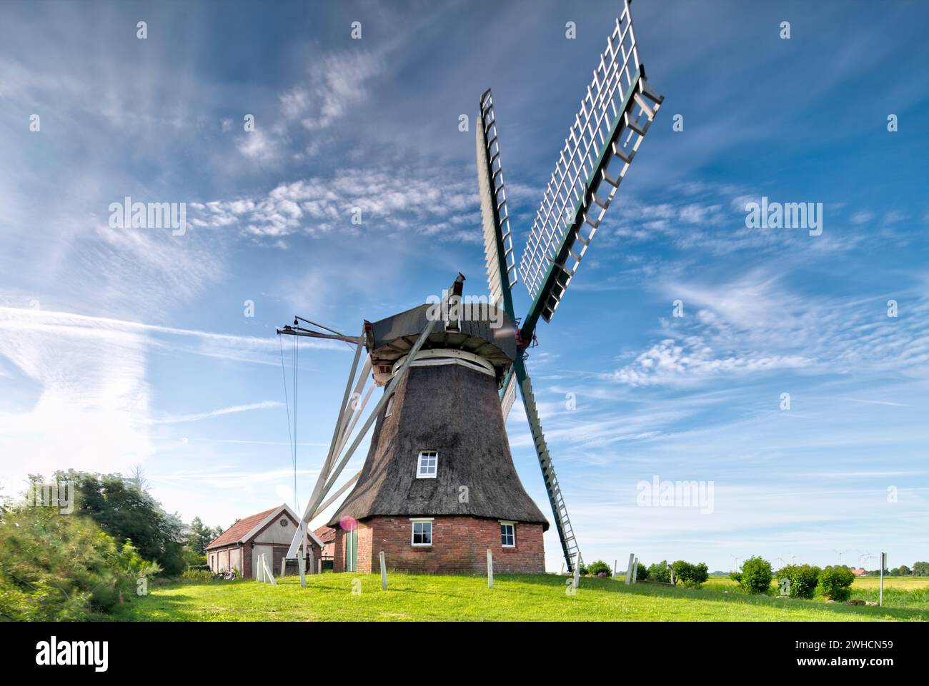 Berdumer Mühle, windmill, house facade, architecture, town view, Berdum ...