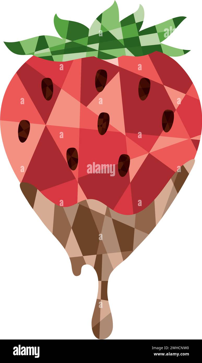 Isolated low poly strawberry with chocolate icon Vector Stock Vector ...