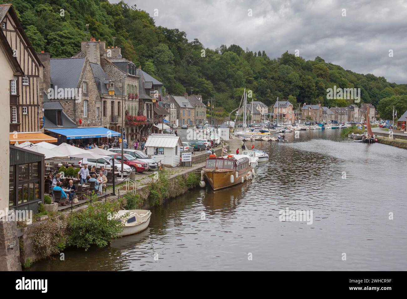 The old harbour on the River Rance, Dinan, Brittany, France Stock Photo ...