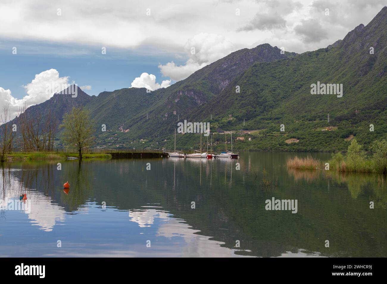 Ponte Caffaro (bridge over the Caffaroan) at the northern tip of Lake ...