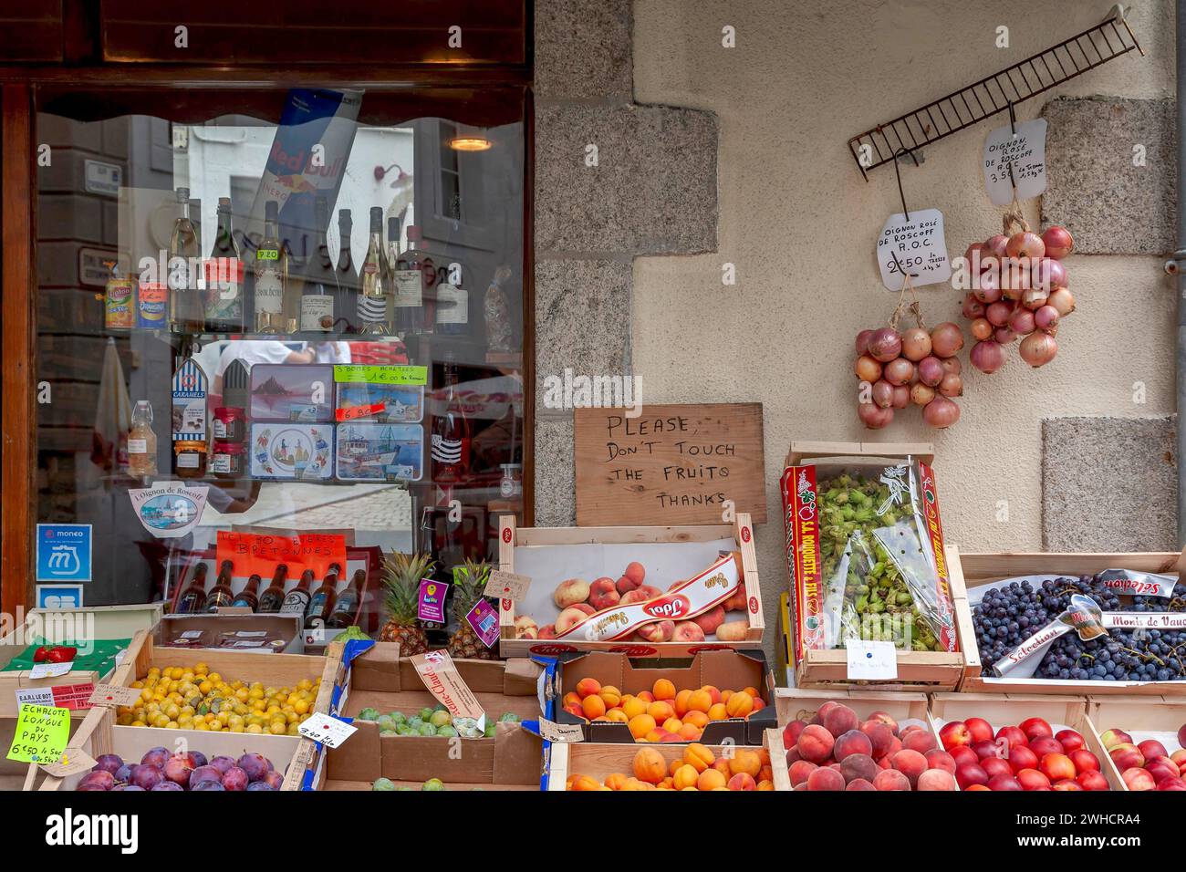 Shop with a range of different types of fruit and the famous Roscoff ...