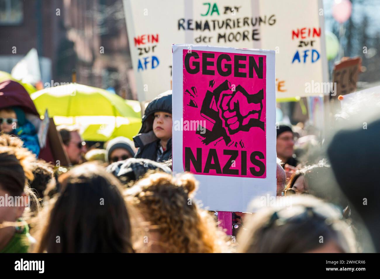 Slogans against right-wing extremism, Demonstration against right-wing ...
