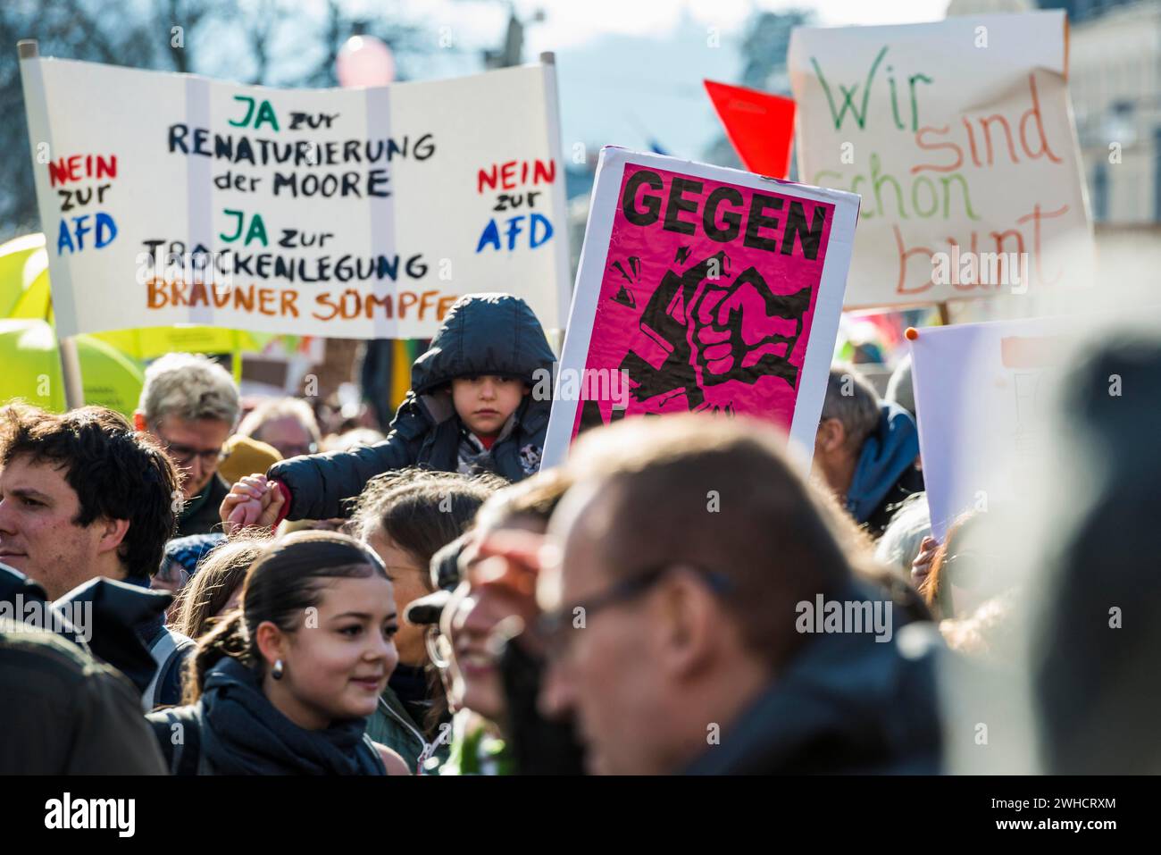 Slogans against right-wing extremism, Demonstration against right-wing ...