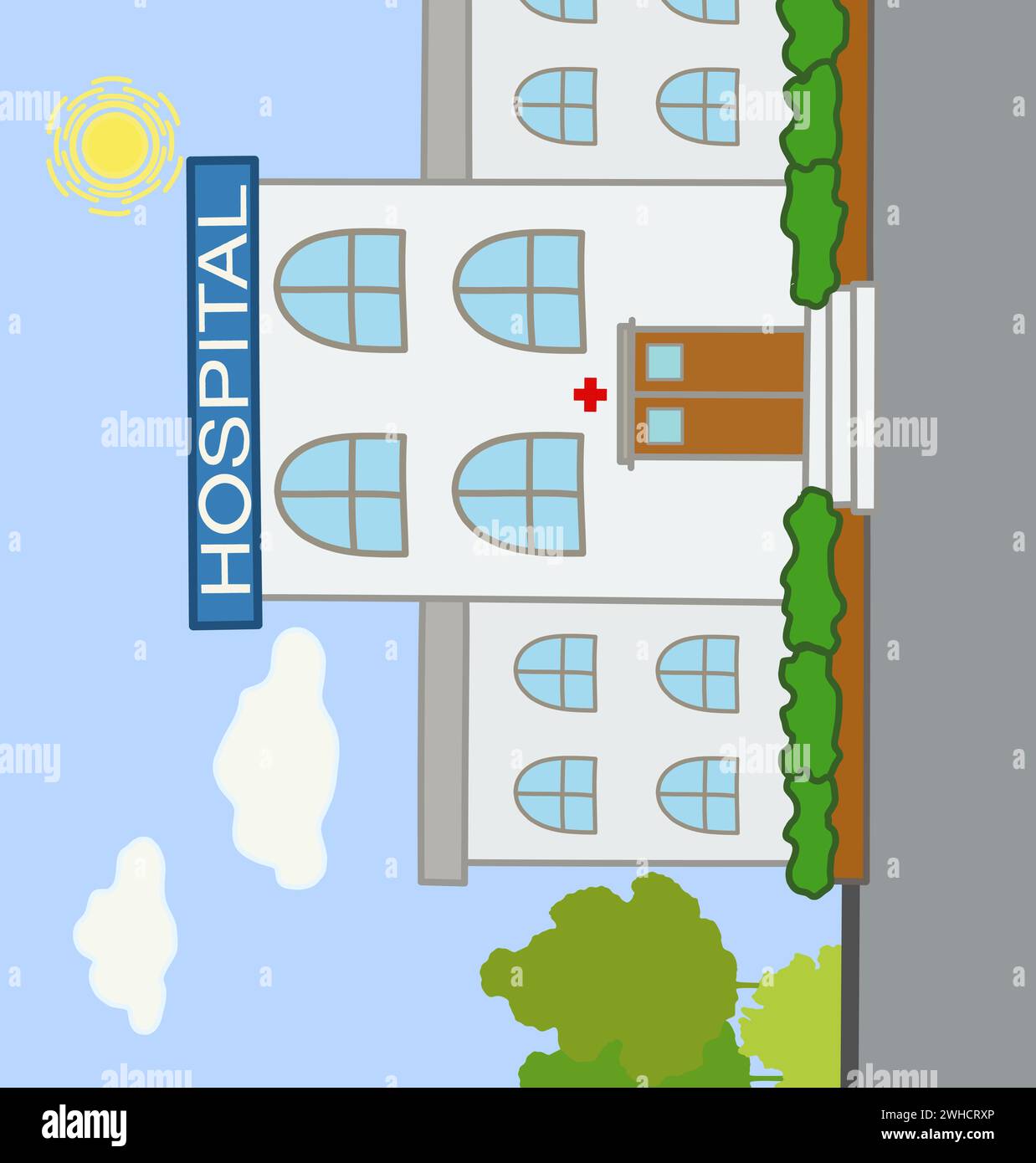 hospital buildings under blue sky, drawing for children Stock Vector ...