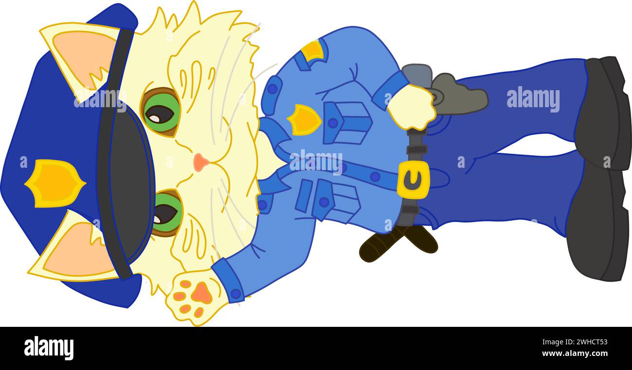 drawing of a cat in a police uniform, on a transparent background Stock ...