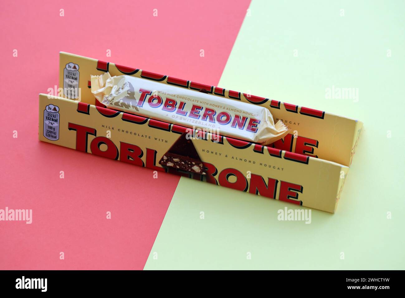 KYIV, UKRAINE - OCTOBER 31, 2023 Yellow Toblerone Chocolate Bar ...