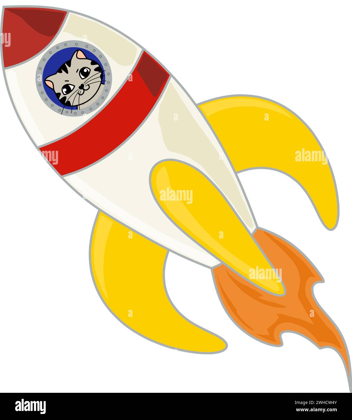 colored rocket with a cat on a transparent background Stock Vector ...