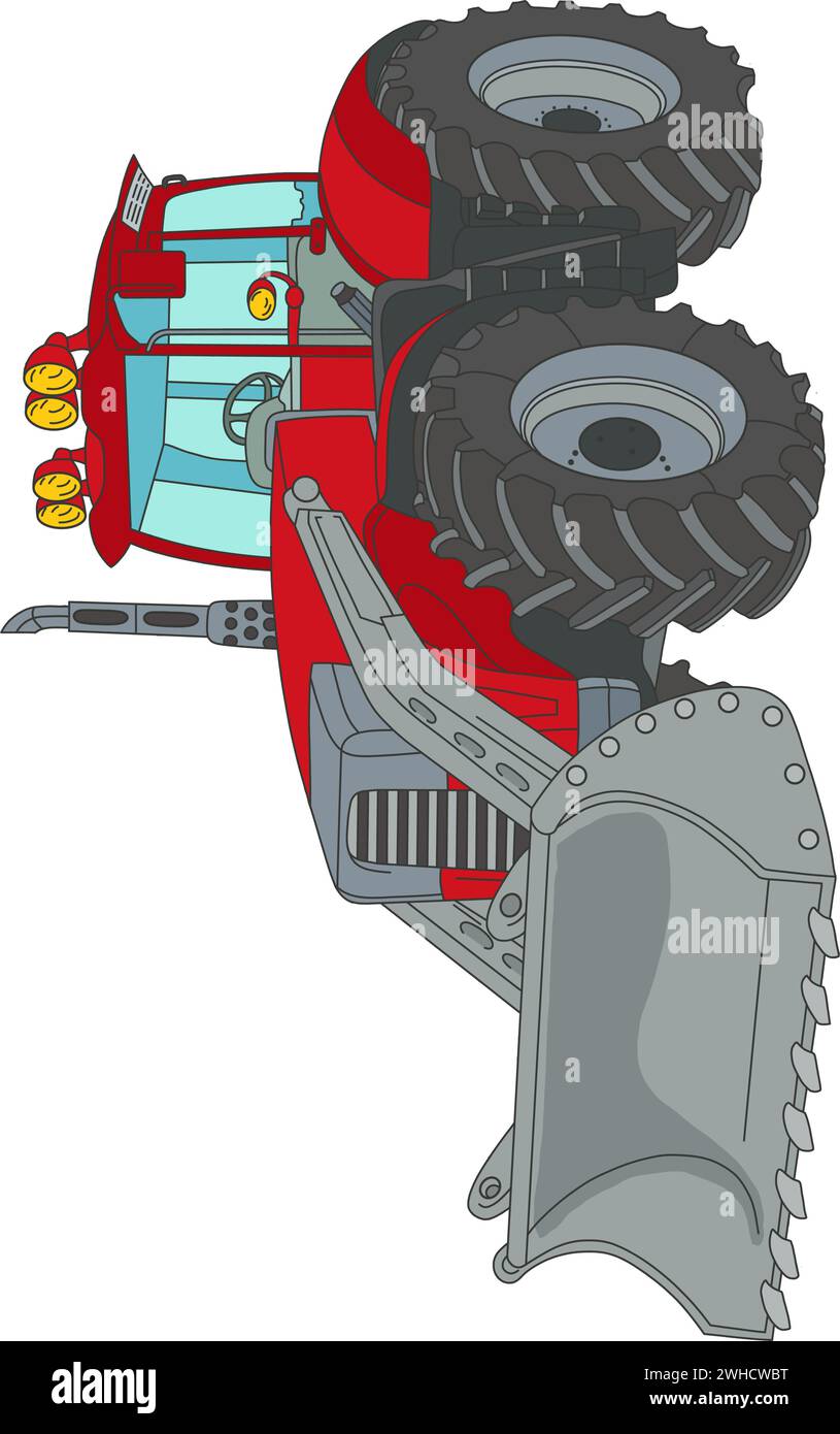 color drawing of a tractor on a transparent background Stock Vector ...