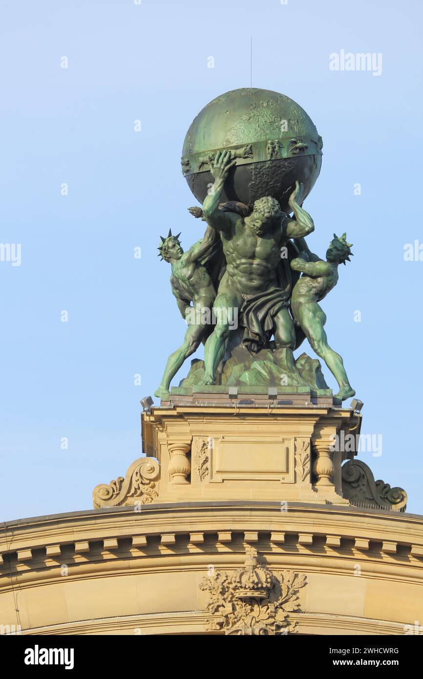 Atlas with globe on the roof, sculpture, globe, earth, globe, load ...