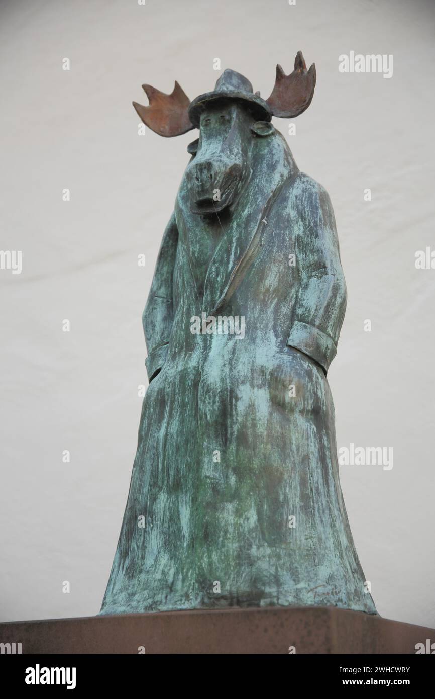 Sculpture moose by Hans Traxler 2008, moose figure, mythical creature ...