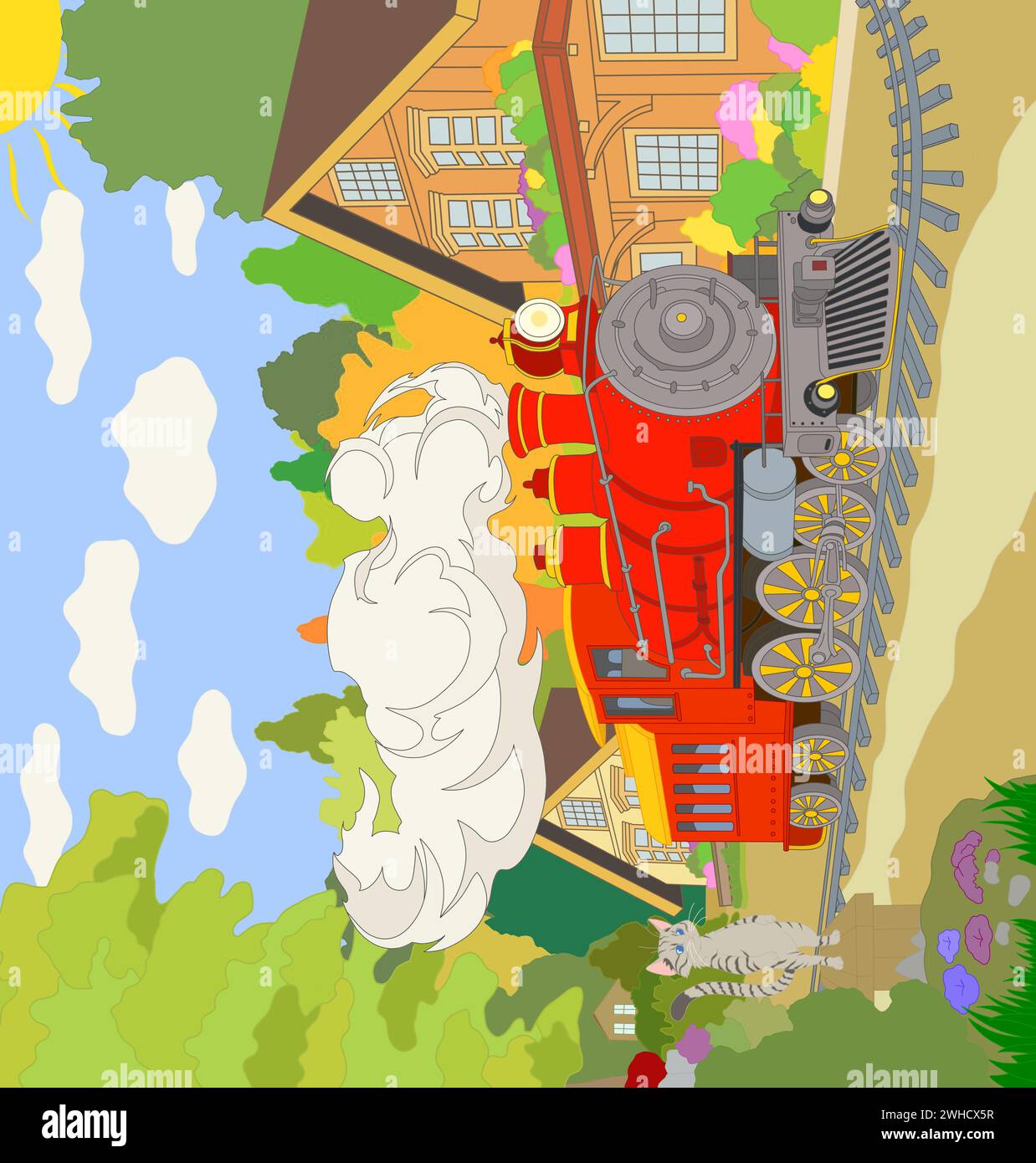 Cat on a rail Stock Vector Images - Alamy