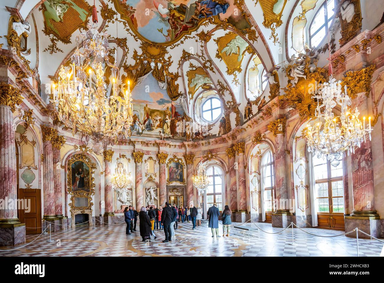 Emperor's Hall with ceiling painting by Tiepolo in the Wuerzburg ...