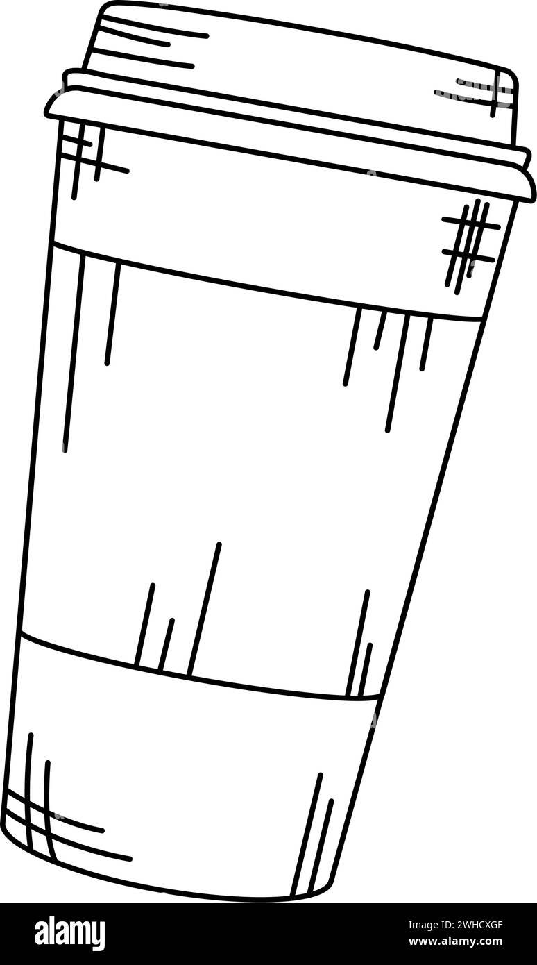 Isolated retro coffee plastic cup sketch Vector Stock Vector Image ...