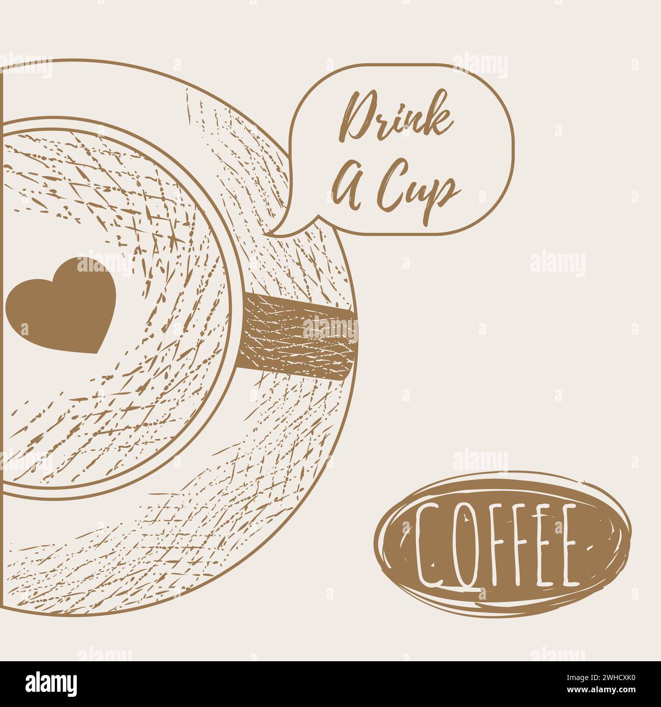 Colored poster with retro coffee cup sketch Vector Stock Vector Image ...