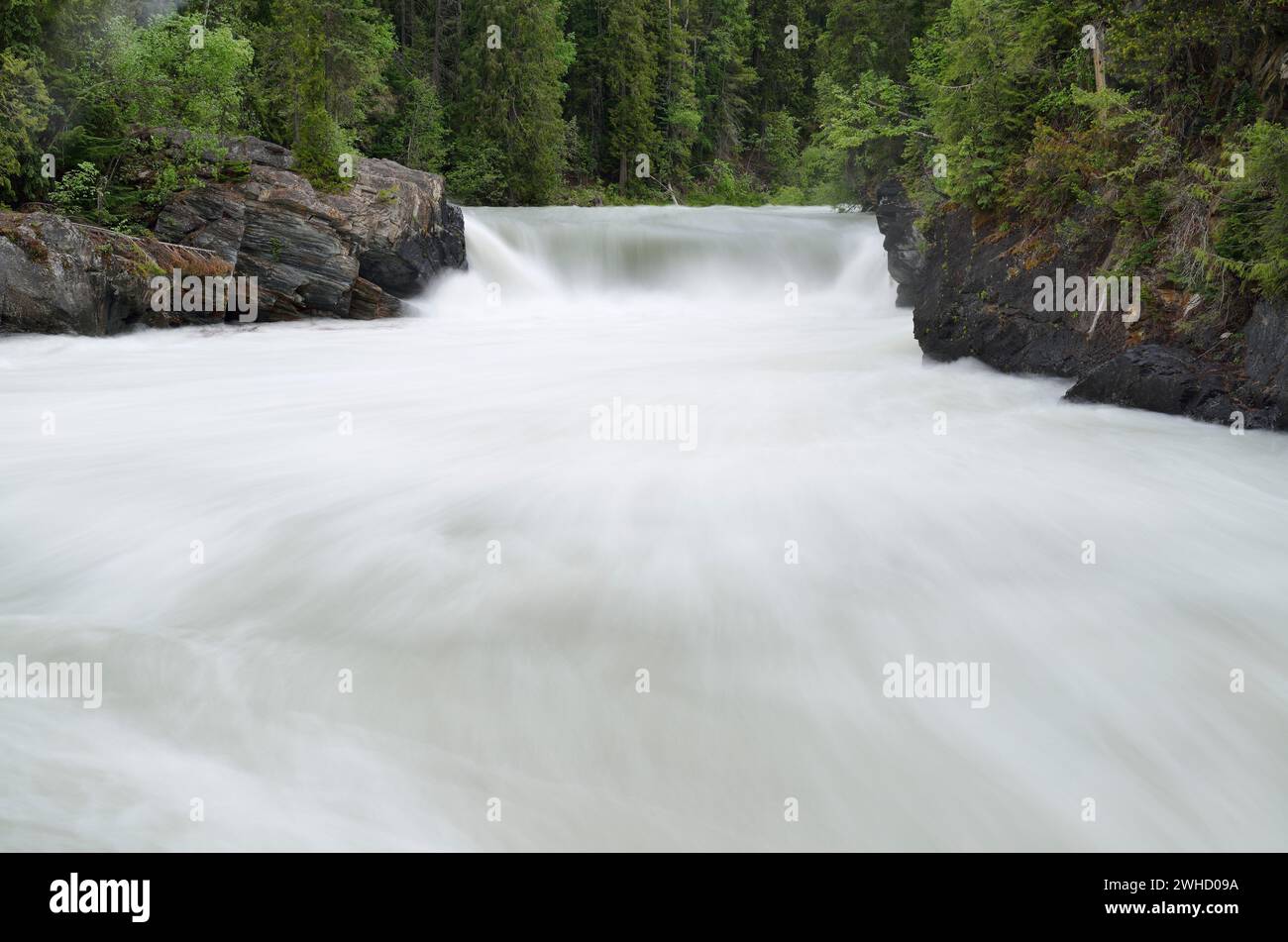 Overlander Falls waterfall, Fraser River, Mount Robson Provincial Park ...
