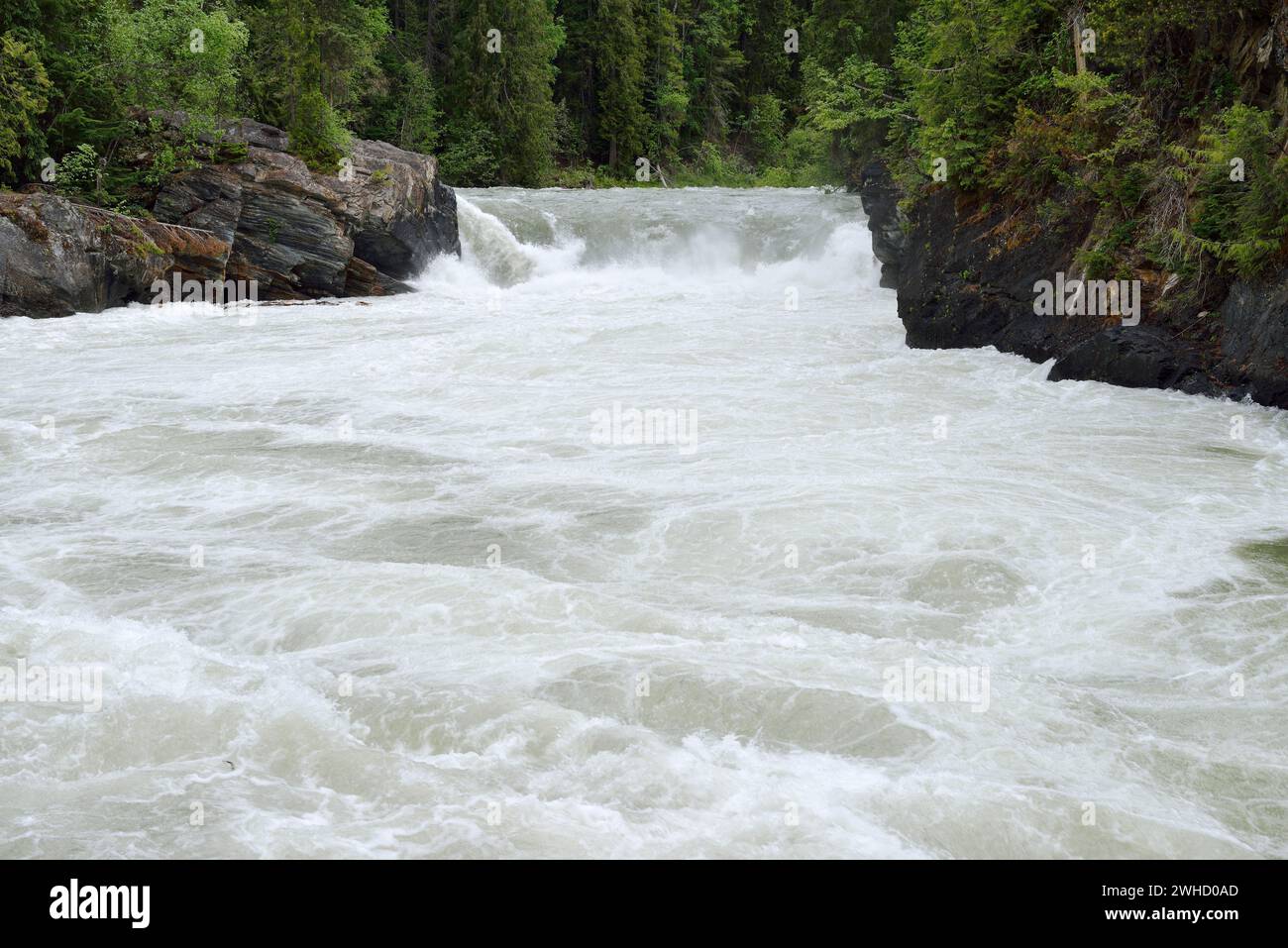 Overlander Falls waterfall, Fraser River, Mount Robson Provincial Park ...