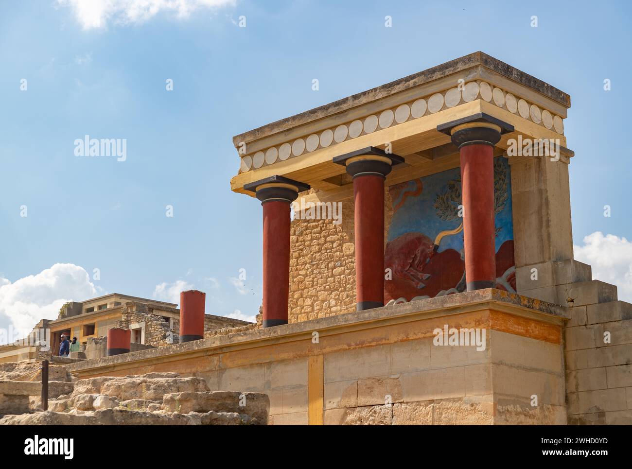 A picture of the North Entrance and the Bull Fresco at the Knossos ...