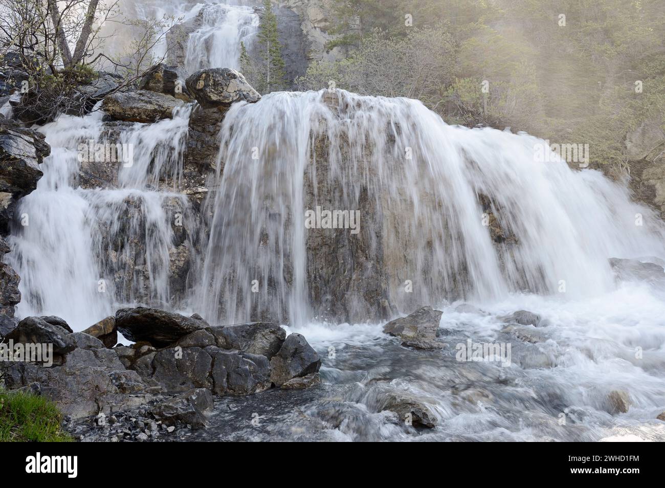 Tangle Falls waterfall, Icefields Parkway, Jasper National Park ...