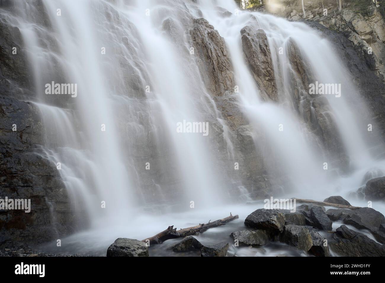 Tangle Falls waterfall, Icefields Parkway, Jasper National Park ...