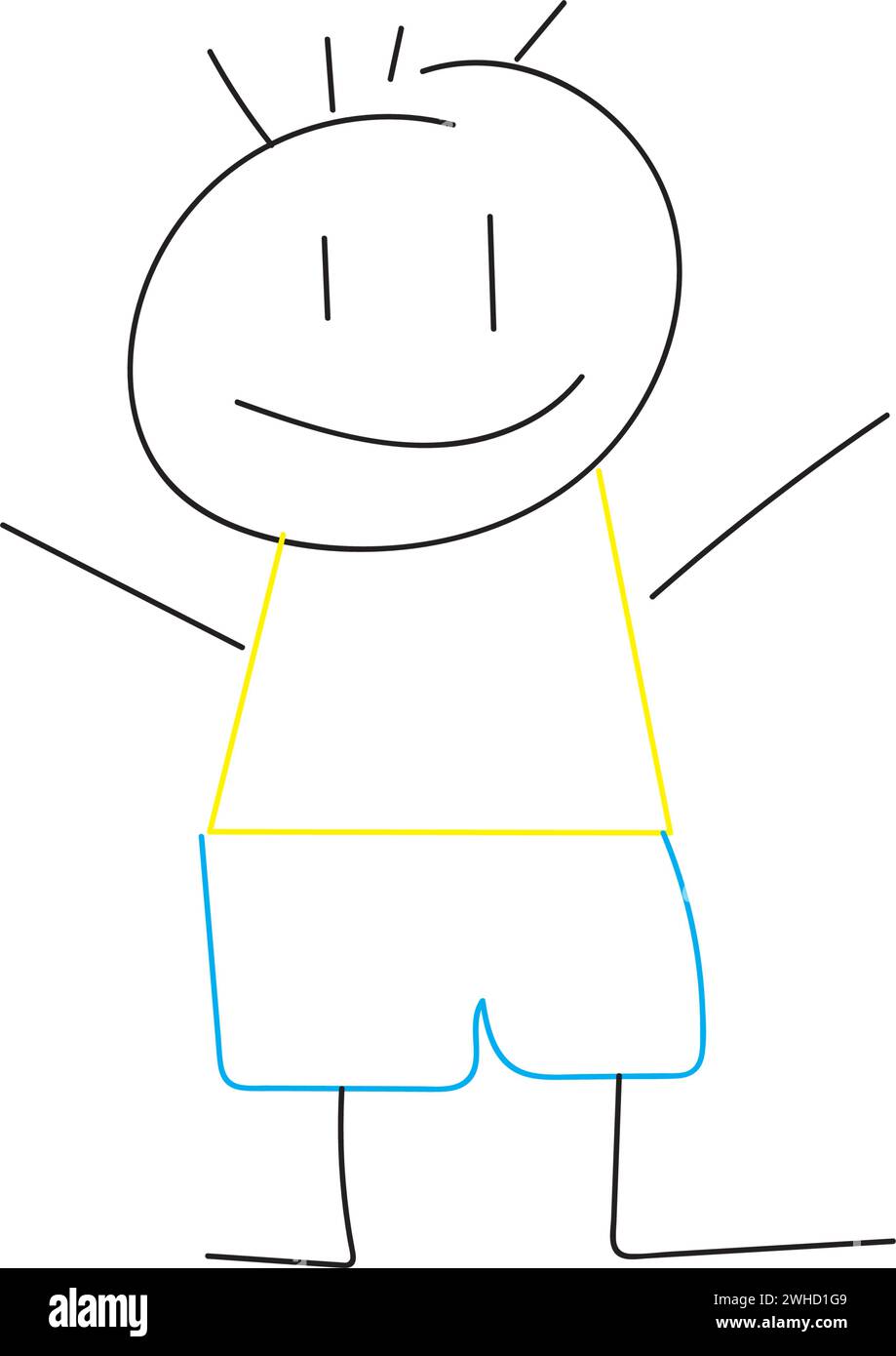 Isolated colored cute boy kid sketch Vector Stock Vector Image & Art ...