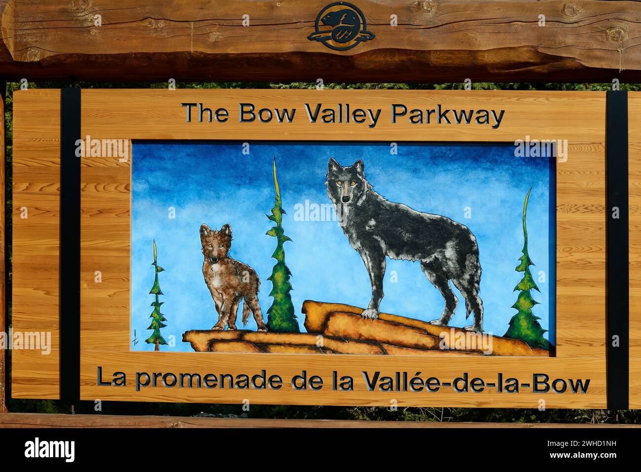 Sign on the Bow Valley Parkway, Banff National Park, Alberta, Canada ...